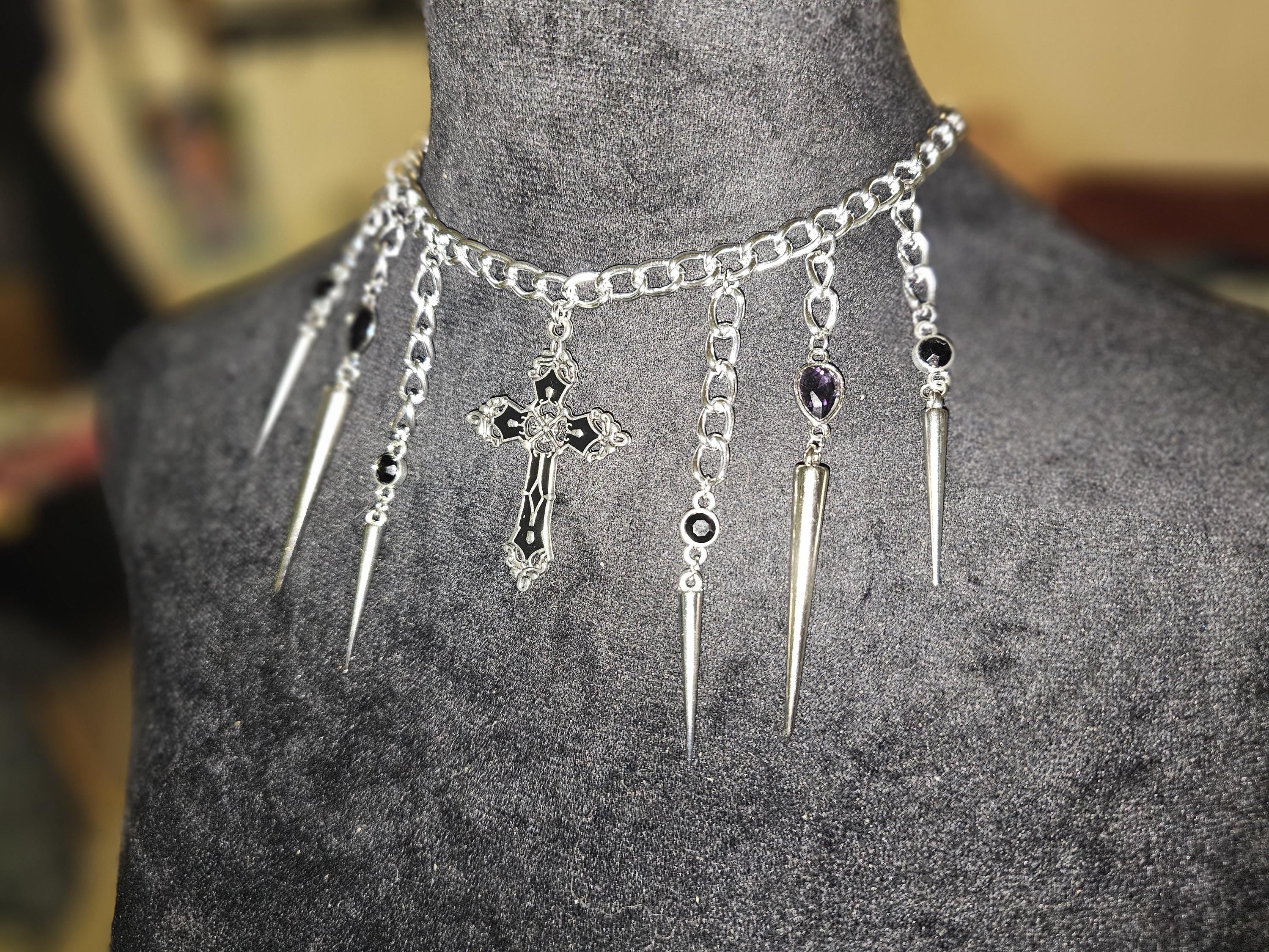 Black Gothic Halloween Spooky Necklace Choker – Chain Link Reaction